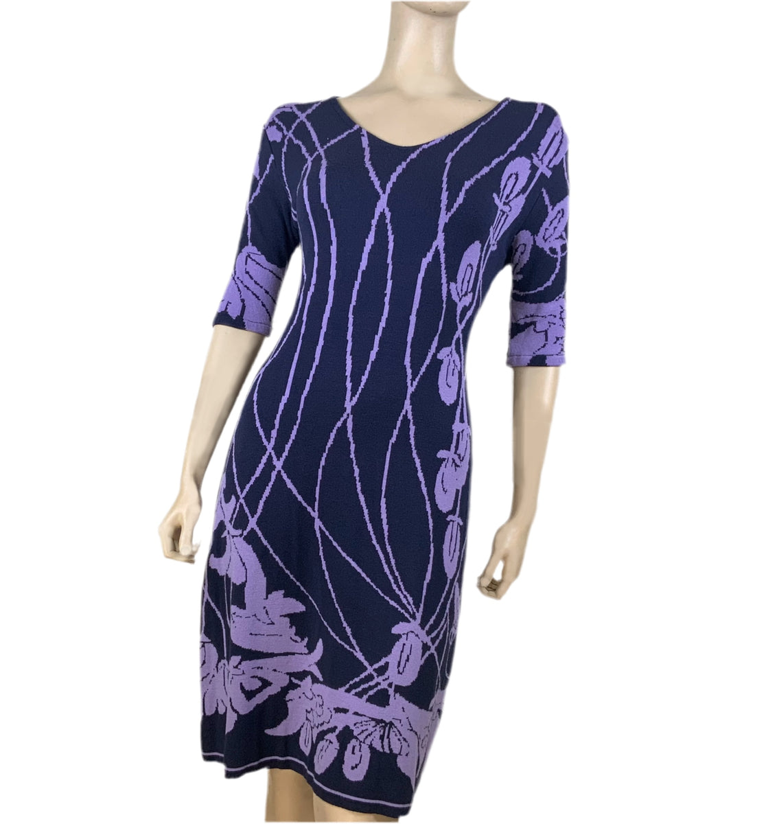 Water Lily Amanda Dress Navy and Lilac – Sharon London